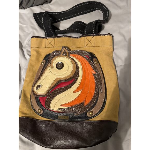 Chala | Bags | Chala Handbags Horse Canvas Tote Shoulder Bag Vintage ...